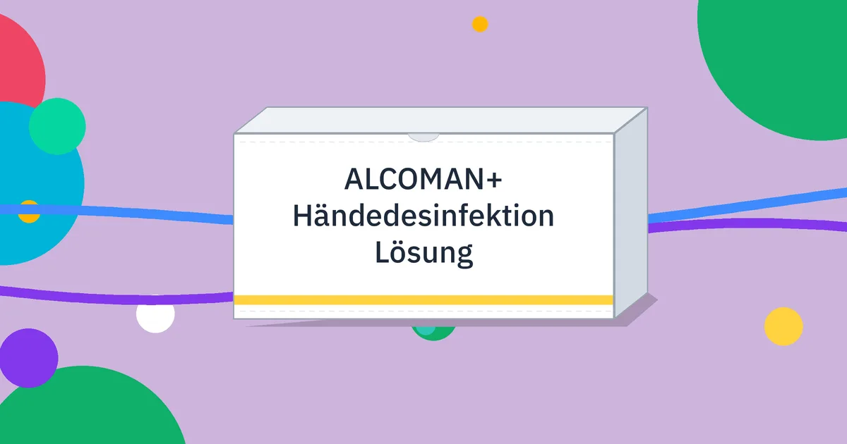 Symbolbild: Packung mit der Aufschrift ALCOMAN+ Händedesinfektion Lösung (PZN 13815040) – Verfügbarkeit und Bezug in Apotheken in Frankfurt am Main