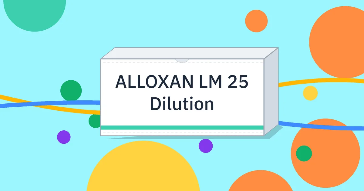 Symbolbild: Packung mit der Aufschrift ALLOXAN LM 25 Dilution (PZN 13312178) – Verfügbarkeit und Bezug in Apotheken in Frankfurt am Main