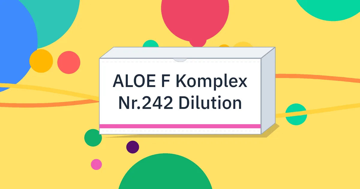Symbolbild: Packung mit der Aufschrift ALOE F Komplex Nr.242 Dilution (PZN 05556618) – Verfügbarkeit und Bezug in Apotheken in Frankfurt am Main