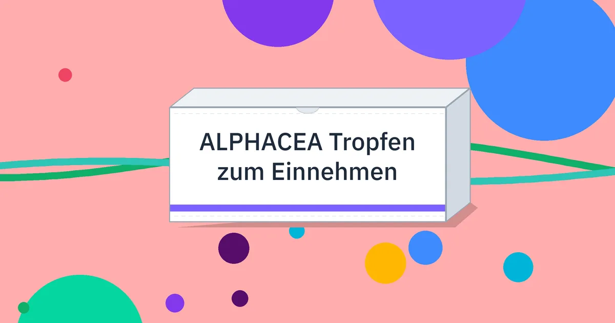 Symbolbild: Packung mit der Aufschrift ALPHACEA Tropfen zum Einnehmen (PZN 00492196) – Verfügbarkeit und Bezug in Apotheken in Frankfurt am Main