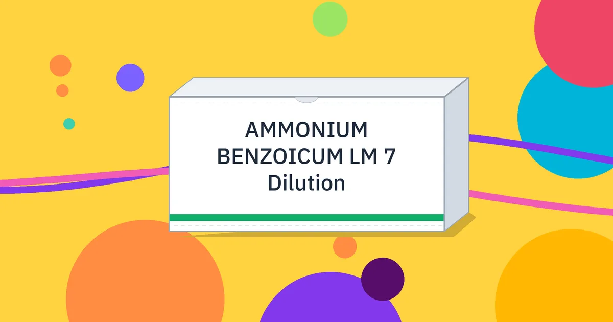 Symbolbild: Packung mit der Aufschrift AMMONIUM BENZOICUM LM 7 Dilution (PZN 13319855) – Verfügbarkeit und Bezug in Apotheken in Frankfurt am Main