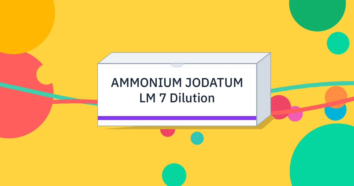 Symbolbild: Packung mit der Aufschrift AMMONIUM JODATUM LM 7 Dilution (PZN 13321272) – Verfügbarkeit und Bezug in Apotheken in Frankfurt am Main