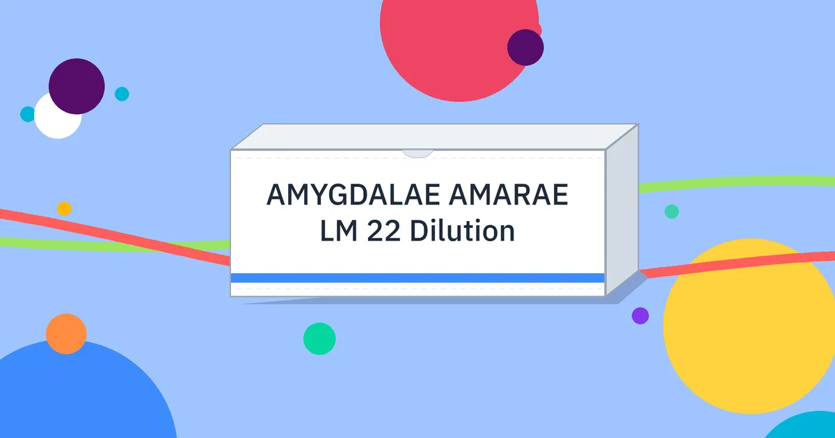 Symbolbild: Packung mit der Aufschrift AMYGDALAE AMARAE LM 22 Dilution (PZN 13325672) – Verfügbarkeit und Bezug in Apotheken in Frankfurt am Main