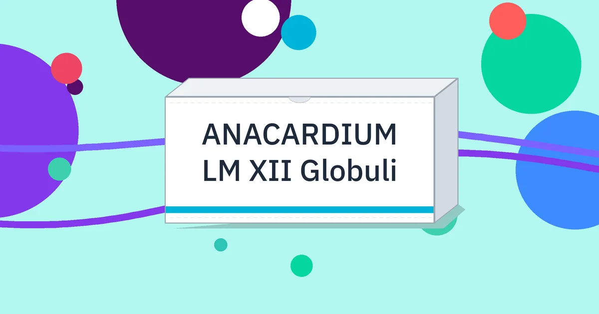 Symbolbild: Packung mit der Aufschrift ANACARDIUM LM XII Globuli (PZN 04501561) – Verfügbarkeit und Bezug in Apotheken in Frankfurt am Main