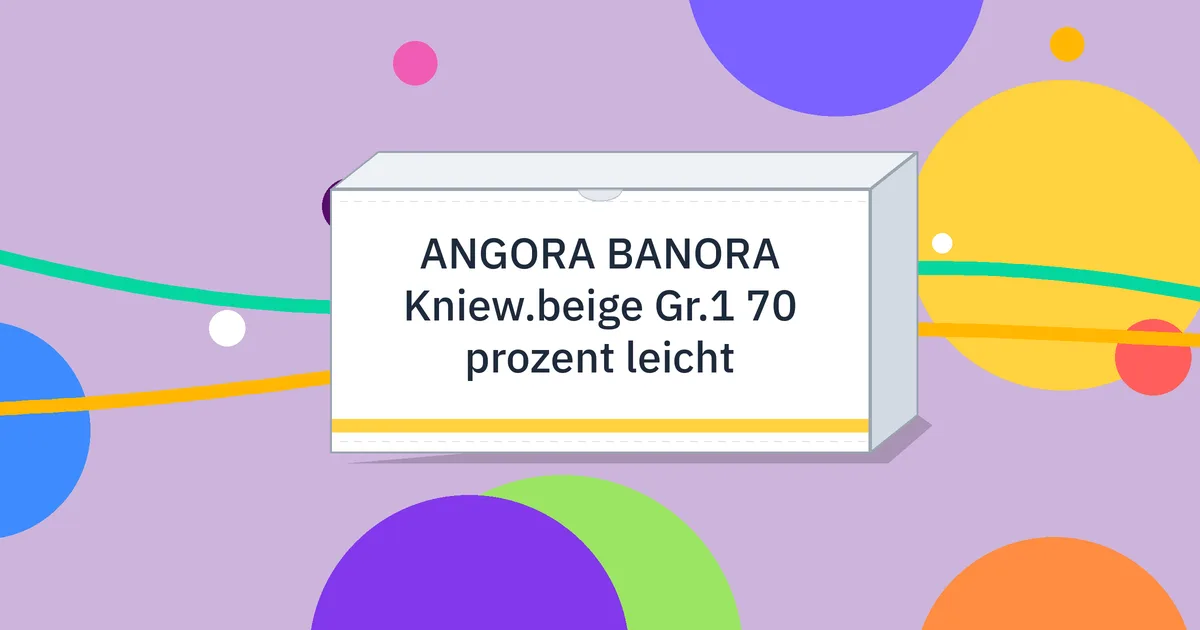 Symbolbild: Packung mit der Aufschrift ANGORA BANORA Kniew.beige Gr.1 70 prozent leicht (PZN 02769012) – Verfügbarkeit und Bezug in Apotheken in Frankfurt am Main