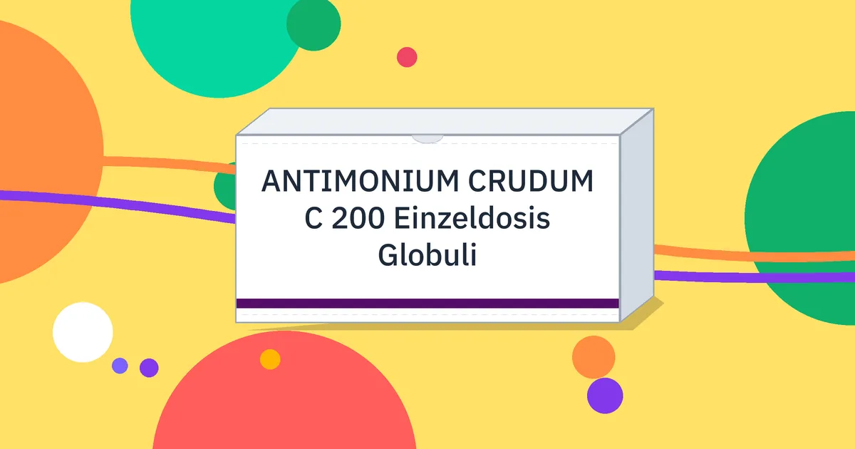 Symbolbild: Packung mit der Aufschrift ANTIMONIUM CRUDUM C 200 Einzeldosis Globuli (PZN 01542921) – Verfügbarkeit und Bezug in Apotheken in Frankfurt am Main