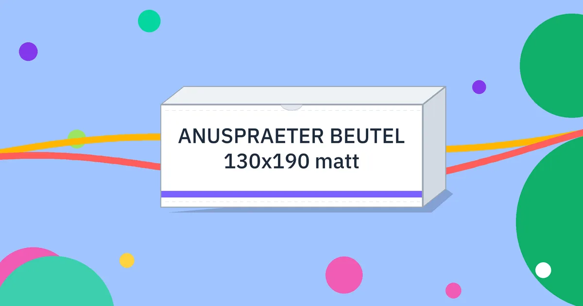 Symbolbild: Packung mit der Aufschrift ANUSPRAETER BEUTEL 130x190 matt (PZN 01960989) – Verfügbarkeit und Bezug in Apotheken in Frankfurt am Main