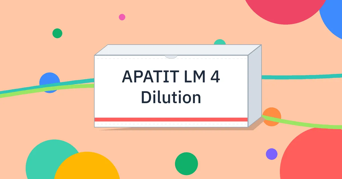 Symbolbild: Packung mit der Aufschrift APATIT LM 4 Dilution (PZN 13377077) – Verfügbarkeit und Bezug in Apotheken in Frankfurt am Main