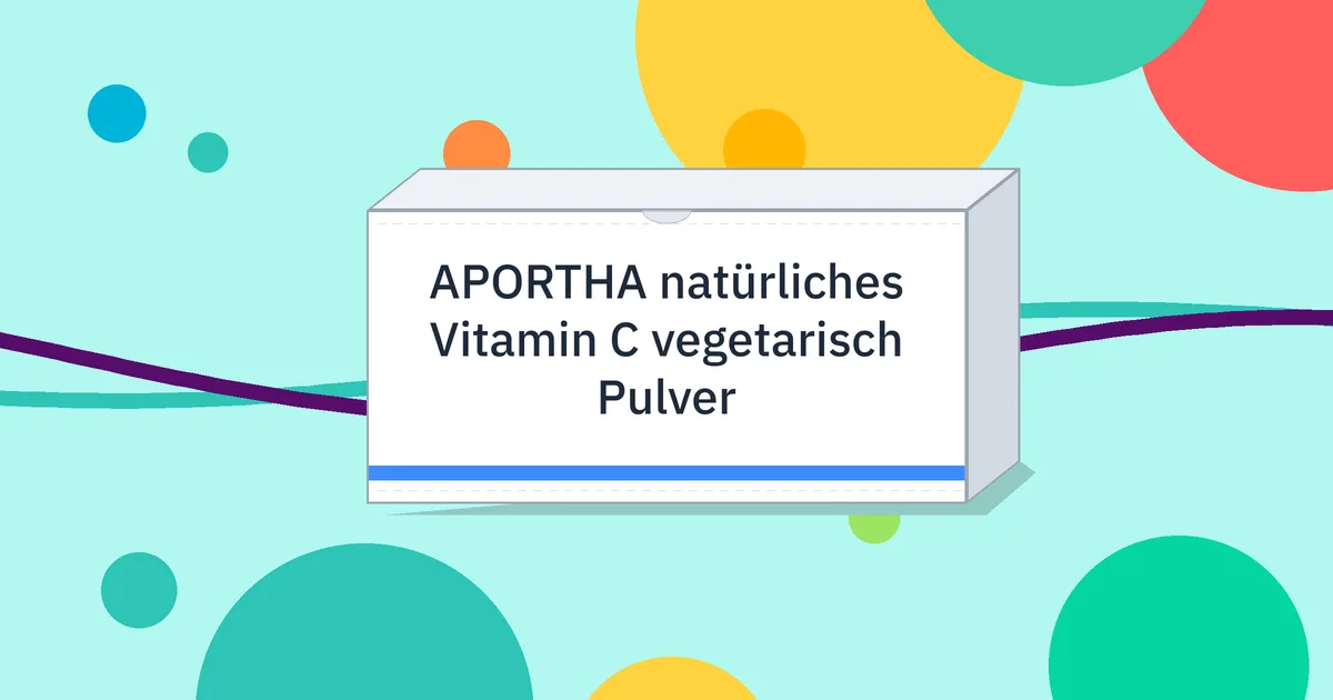 Symbolbild: Packung mit der Aufschrift APORTHA natürliches Vitamin C vegetarisch Pulver (PZN 11608331) – Verfügbarkeit und Bezug in Apotheken in Frankfurt am Main