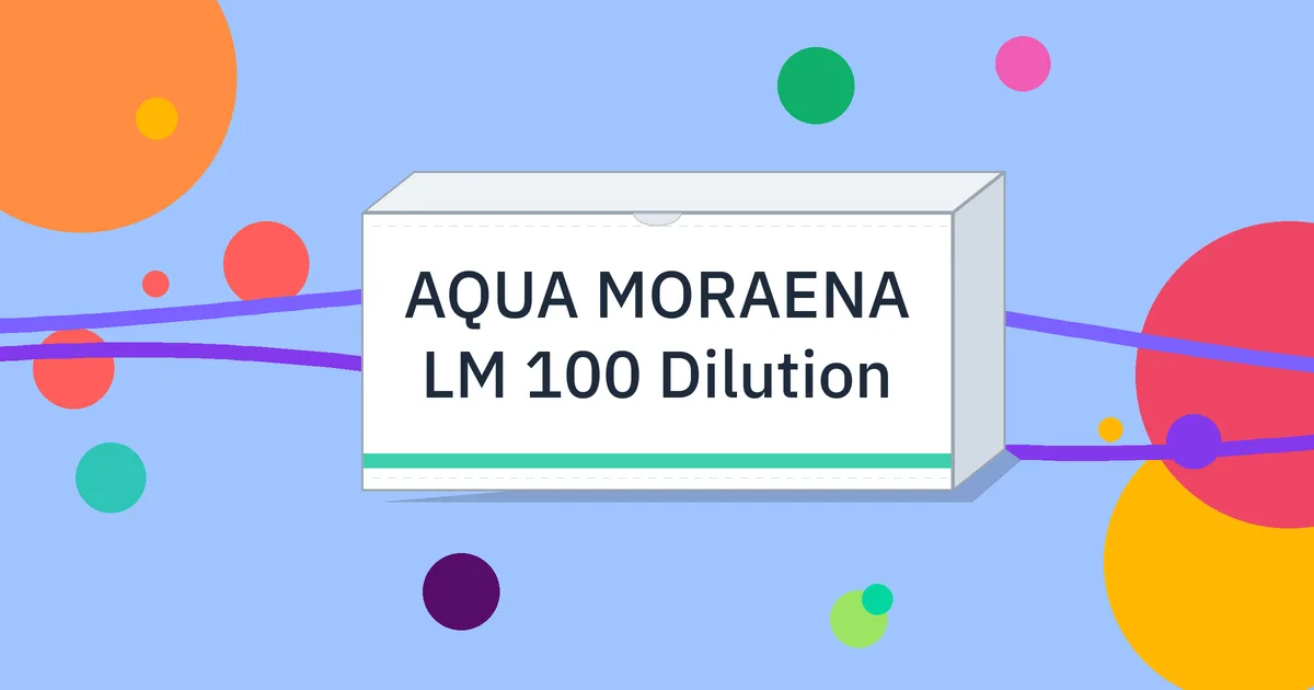 Symbolbild: Packung mit der Aufschrift AQUA MORAENA LM 100 Dilution (PZN 13755668) – Verfügbarkeit und Bezug in Apotheken in Frankfurt am Main