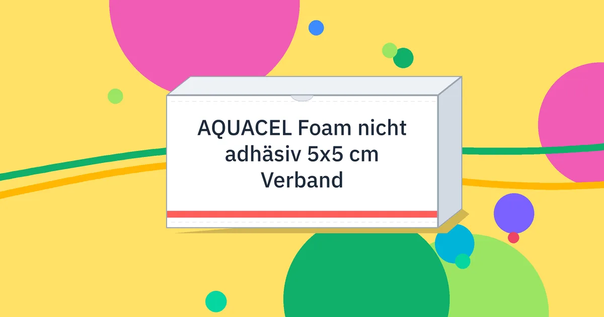 Symbolbild: Packung mit der Aufschrift AQUACEL Foam nicht adhäsiv 5x5 cm Verband (PZN 17971185) – Verfügbarkeit und Bezug in Apotheken in Frankfurt am Main