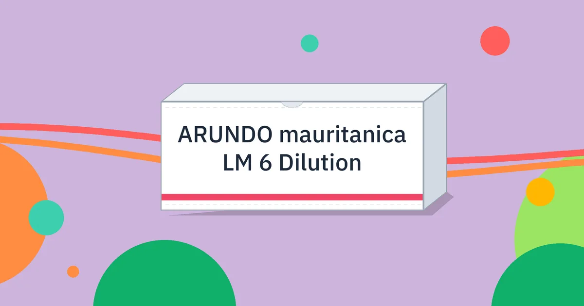 Symbolbild: Packung mit der Aufschrift ARUNDO mauritanica LM 6 Dilution (PZN 08449515) – Verfügbarkeit und Bezug in Apotheken in Frankfurt am Main