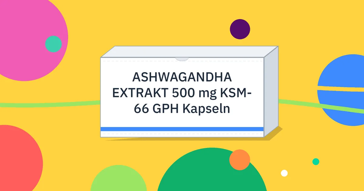 Symbolbild: Packung mit der Aufschrift ASHWAGANDHA EXTRAKT 500 mg KSM-66 GPH Kapseln (PZN 20809666) – Verfügbarkeit und Bezug in Apotheken in Frankfurt am Main