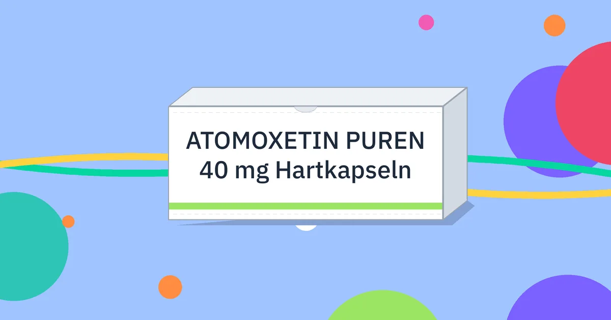 Symbolbild: Packung mit der Aufschrift ATOMOXETIN PUREN 40 mg Hartkapseln (PZN 14375703) – Verfügbarkeit und Bezug in Apotheken in Frankfurt am Main