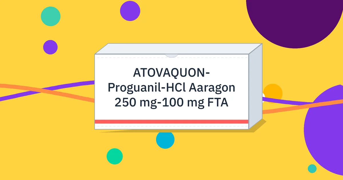 Symbolbild: Packung mit der Aufschrift ATOVAQUON-Proguanil-HCl Aaragon 250 mg-100 mg FTA (PZN 19530545) – Verfügbarkeit und Bezug in Apotheken in Frankfurt am Main