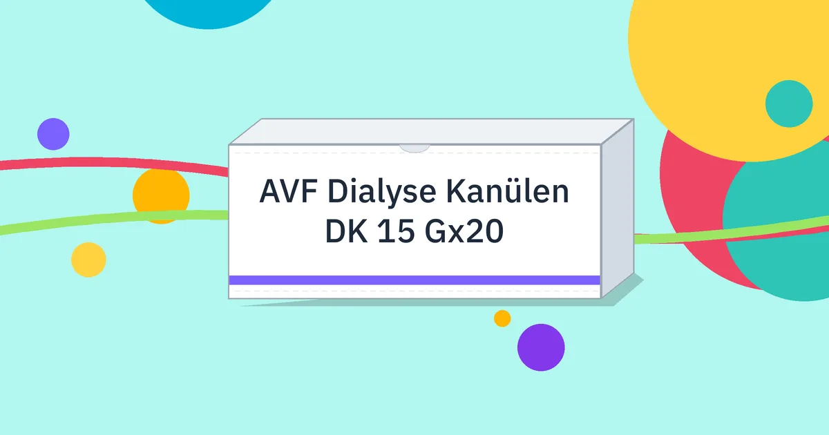 Symbolbild: Packung mit der Aufschrift AVF Dialyse Kanülen DK 15 Gx20 (PZN 04168937) – Verfügbarkeit und Bezug in Apotheken in Frankfurt am Main