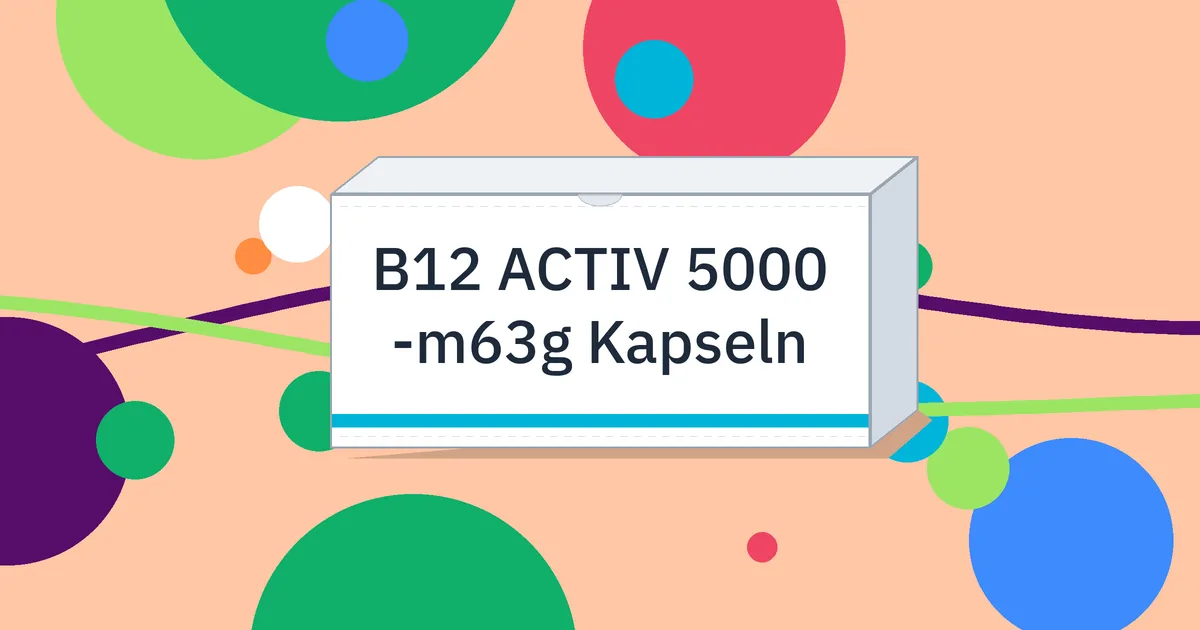 Symbolbild: Packung mit der Aufschrift B12 ACTIV 5000 -m63g Kapseln (PZN 18458254) – Verfügbarkeit und Bezug in Apotheken in Frankfurt am Main