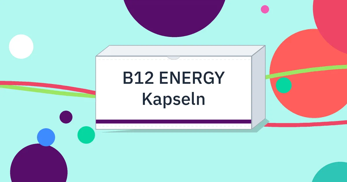 Symbolbild: Packung mit der Aufschrift B12 ENERGY Kapseln (PZN 15575976) – Verfügbarkeit und Bezug in Apotheken in Frankfurt am Main
