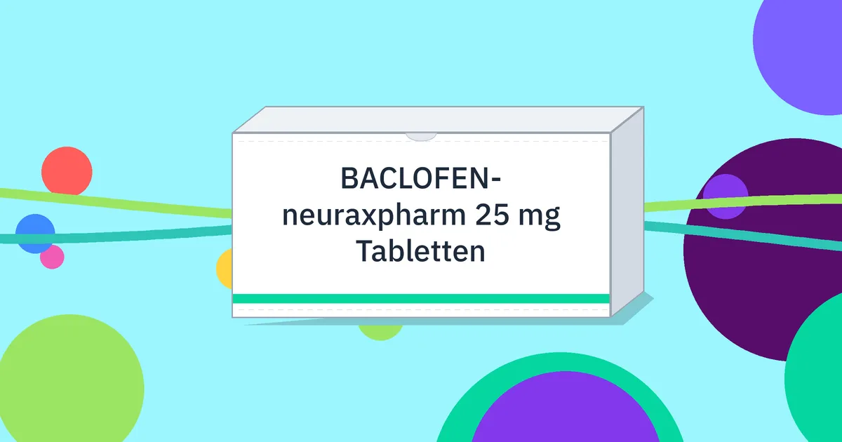 Symbolbild: Packung mit der Aufschrift BACLOFEN-neuraxpharm 25 mg Tabletten (PZN 06707249) – Verfügbarkeit und Bezug in Apotheken in Frankfurt am Main
