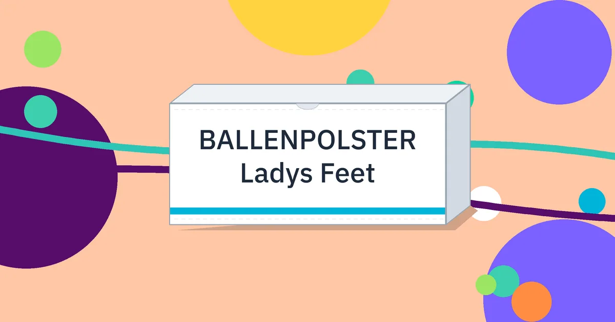 Symbolbild: Packung mit der Aufschrift BALLENPOLSTER Ladys Feet (PZN 07678656) – Verfügbarkeit und Bezug in Apotheken in Frankfurt am Main