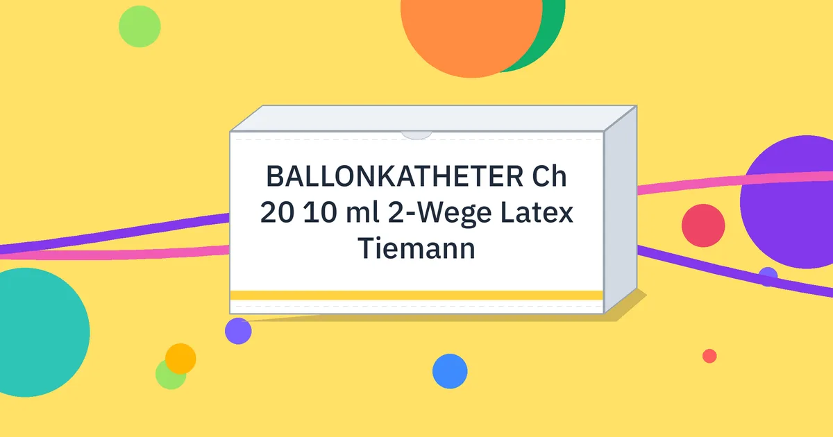 Symbolbild: Packung mit der Aufschrift BALLONKATHETER Ch 20 10 ml 2-Wege Latex Tiemann (PZN 00786420) – Verfügbarkeit und Bezug in Apotheken in Frankfurt am Main