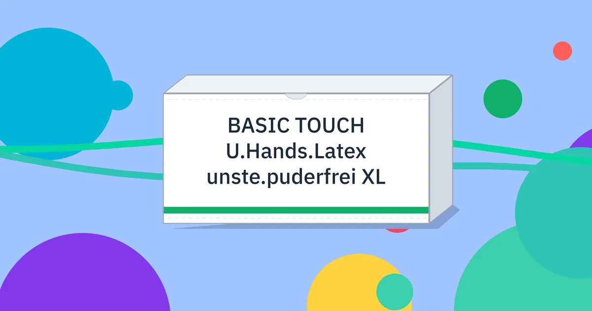 Symbolbild: Packung mit der Aufschrift BASIC TOUCH U.Hands.Latex unste.puderfrei XL (PZN 15577722) – Verfügbarkeit und Bezug in Apotheken in Frankfurt am Main
