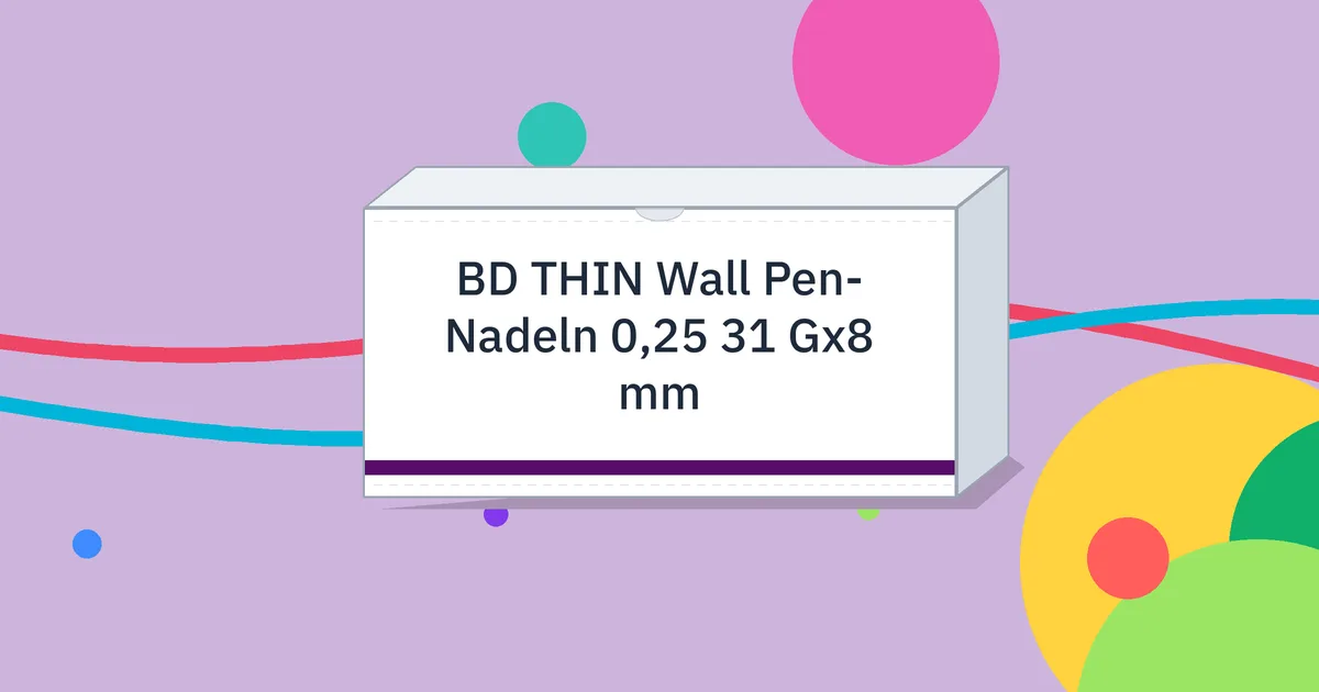 Symbolbild: Packung mit der Aufschrift BD THIN Wall Pen-Nadeln 0,25 31 Gx8 mm (PZN 12339264) – Verfügbarkeit und Bezug in Apotheken in Frankfurt am Main