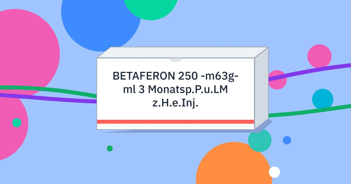 Symbolbild: Packung mit der Aufschrift BETAFERON 250 -m63g-ml 3 Monatsp.P.u.LM z.H.e.Inj. (PZN 16138982) – Verfügbarkeit und Bezug in Apotheken in Frankfurt am Main