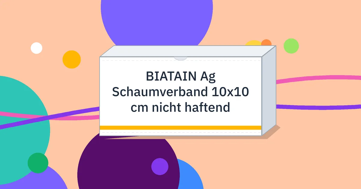Symbolbild: Packung mit der Aufschrift BIATAIN Ag Schaumverband 10x10 cm nicht haftend (PZN 01848063) – Verfügbarkeit und Bezug in Apotheken in Frankfurt am Main