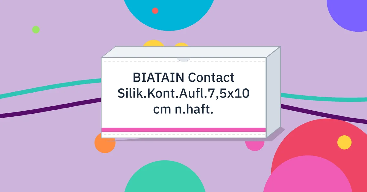 Symbolbild: Packung mit der Aufschrift BIATAIN Contact Silik.Kont.Aufl.7,5x10 cm n.haft. (PZN 15628744) – Verfügbarkeit und Bezug in Apotheken in Frankfurt am Main