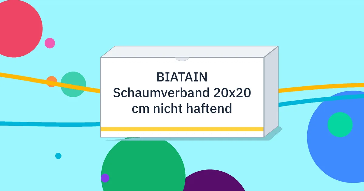 Symbolbild: Packung mit der Aufschrift BIATAIN Schaumverband 20x20 cm nicht haftend (PZN 11116800) – Verfügbarkeit und Bezug in Apotheken in Frankfurt am Main