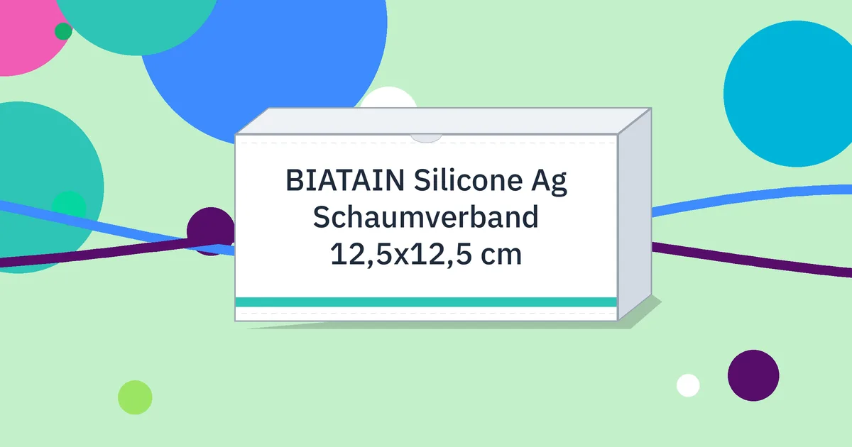 Symbolbild: Packung mit der Aufschrift BIATAIN Silicone Ag Schaumverband 12,5x12,5 cm (PZN 13351675) – Verfügbarkeit und Bezug in Apotheken in Frankfurt am Main