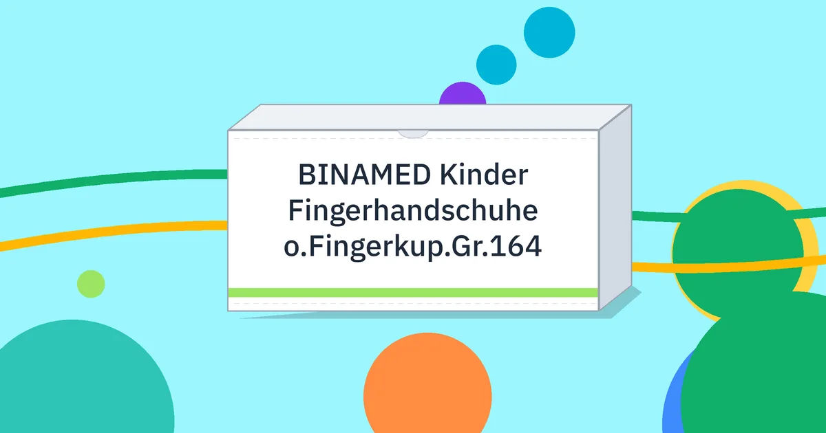 Symbolbild: Packung mit der Aufschrift BINAMED Kinder Fingerhandschuhe o.Fingerkup.Gr.164 (PZN 05379168) – Verfügbarkeit und Bezug in Apotheken in Frankfurt am Main