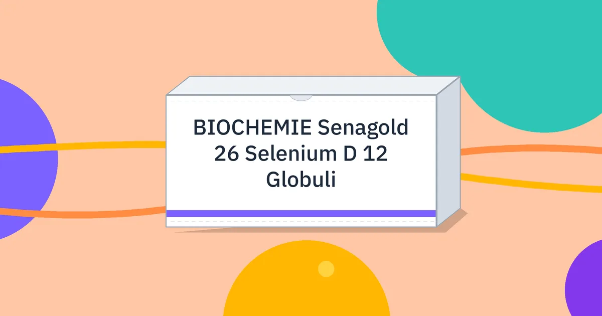 Symbolbild: Packung mit der Aufschrift BIOCHEMIE Senagold 26 Selenium D 12 Globuli (PZN 09214837) – Verfügbarkeit und Bezug in Apotheken in Frankfurt am Main