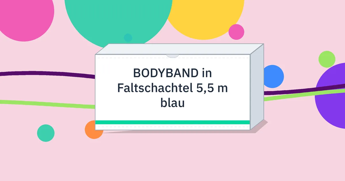 Symbolbild: Packung mit der Aufschrift BODYBAND in Faltschachtel 5,5 m blau (PZN 10076547) – Verfügbarkeit und Bezug in Apotheken in Frankfurt am Main