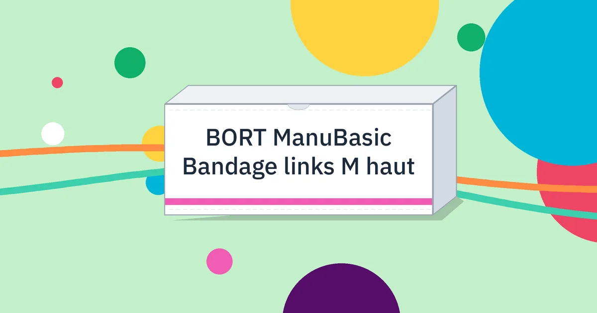 Symbolbild: Packung mit der Aufschrift BORT ManuBasic Bandage links M haut (PZN 00238983) – Verfügbarkeit und Bezug in Apotheken in Frankfurt am Main