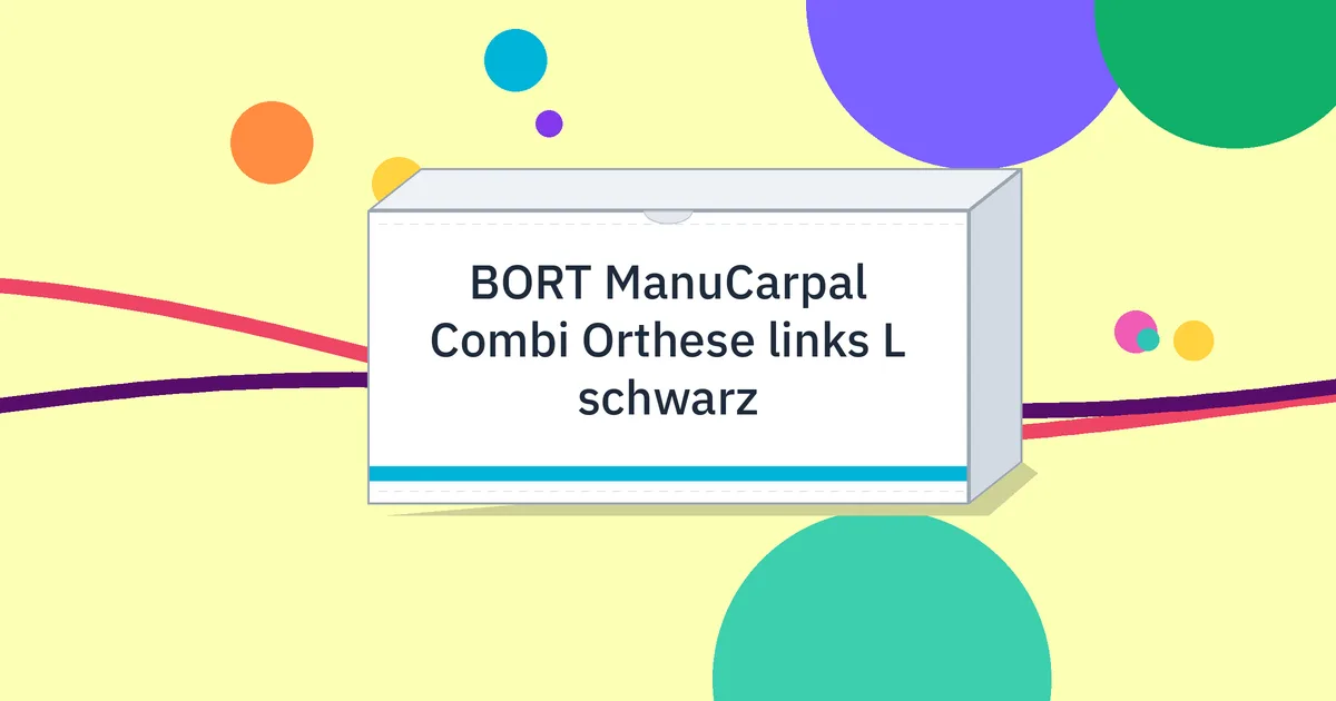 Symbolbild: Packung mit der Aufschrift BORT ManuCarpal Combi Orthese links L schwarz (PZN 02767906) – Verfügbarkeit und Bezug in Apotheken in Frankfurt am Main