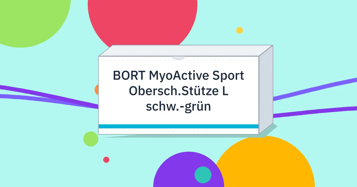 Symbolbild: Packung mit der Aufschrift BORT MyoActive Sport Obersch.Stütze L schw.-grün (PZN 11581997) – Verfügbarkeit und Bezug in Apotheken in Frankfurt am Main