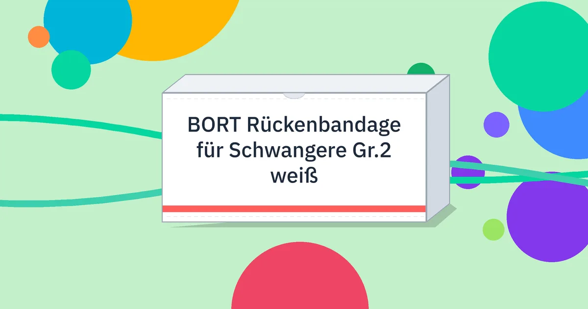 Symbolbild: Packung mit der Aufschrift BORT Rückenbandage für Schwangere Gr.2 weiß (PZN 10207570) – Verfügbarkeit und Bezug in Apotheken in Frankfurt am Main
