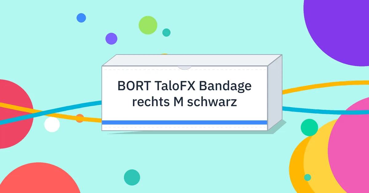 Symbolbild: Packung mit der Aufschrift BORT TaloFX Bandage rechts M schwarz (PZN 06084506) – Verfügbarkeit und Bezug in Apotheken in Frankfurt am Main