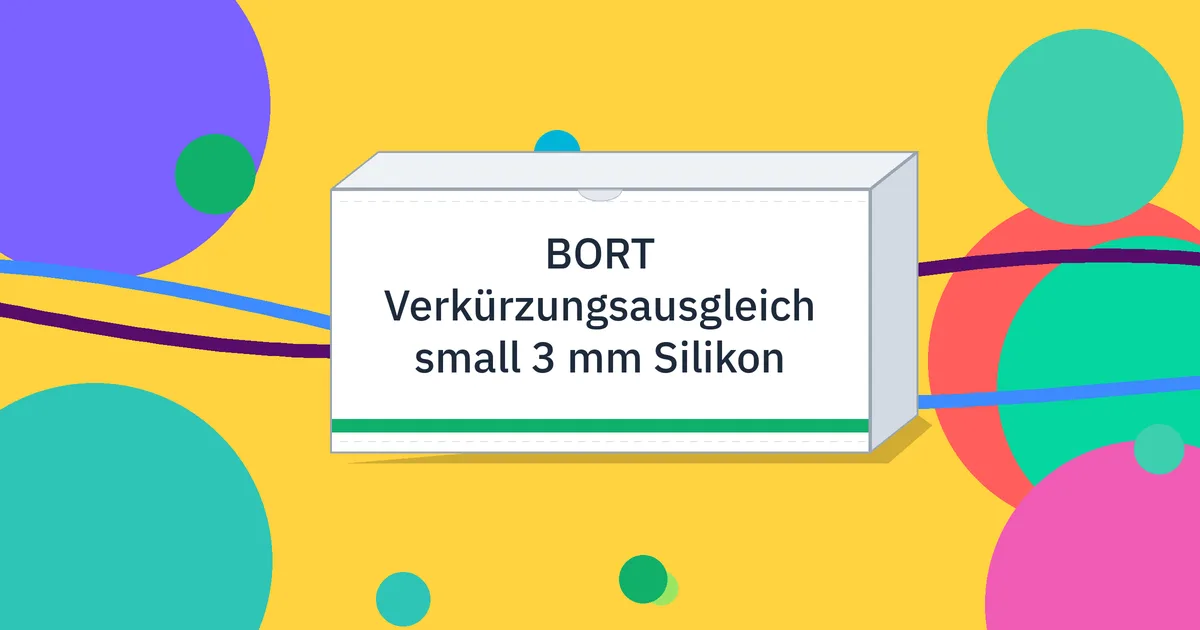 Symbolbild: Packung mit der Aufschrift BORT Verkürzungsausgleich small 3 mm Silikon (PZN 01795378) – Verfügbarkeit und Bezug in Apotheken in Frankfurt am Main