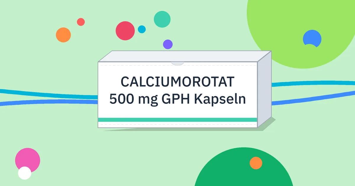 Symbolbild: Packung mit der Aufschrift CALCIUMOROTAT 500 mg GPH Kapseln (PZN 00897645) – Verfügbarkeit und Bezug in Apotheken in Frankfurt am Main
