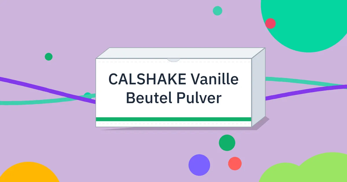Symbolbild: Packung mit der Aufschrift CALSHAKE Vanille Beutel Pulver (PZN 01646804) – Verfügbarkeit und Bezug in Apotheken in Frankfurt am Main