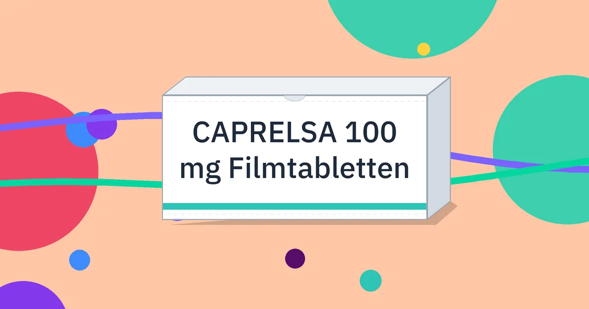 Symbolbild: Packung mit der Aufschrift CAPRELSA 100 mg Filmtabletten (PZN 17168318) – Verfügbarkeit und Bezug in Apotheken in Frankfurt am Main