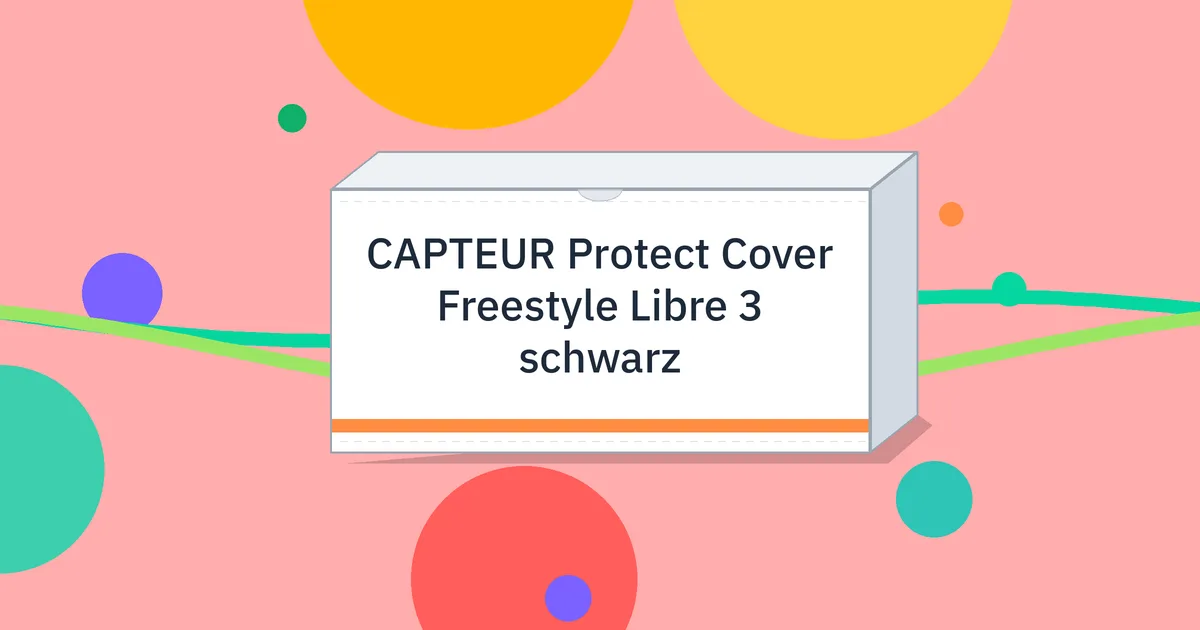 Symbolbild: Packung mit der Aufschrift CAPTEUR Protect Cover Freestyle Libre 3 schwarz (PZN 20203596) – Verfügbarkeit und Bezug in Apotheken in Frankfurt am Main