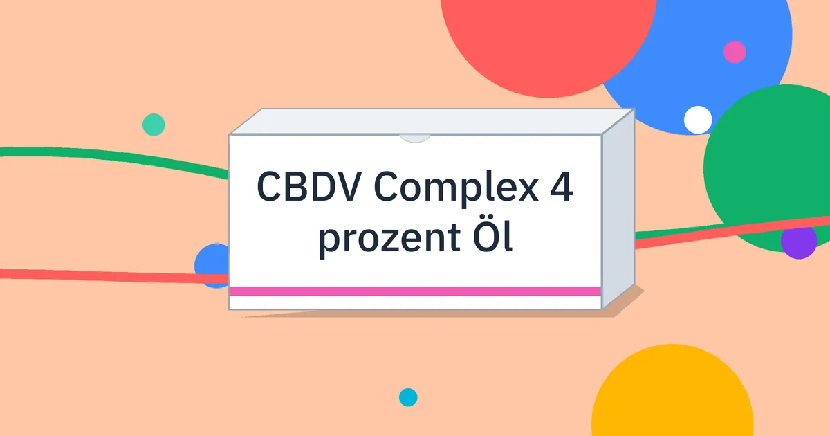 Symbolbild: Packung mit der Aufschrift CBDV Complex 4 prozent Öl (PZN 17438982) – Verfügbarkeit und Bezug in Apotheken in Frankfurt am Main