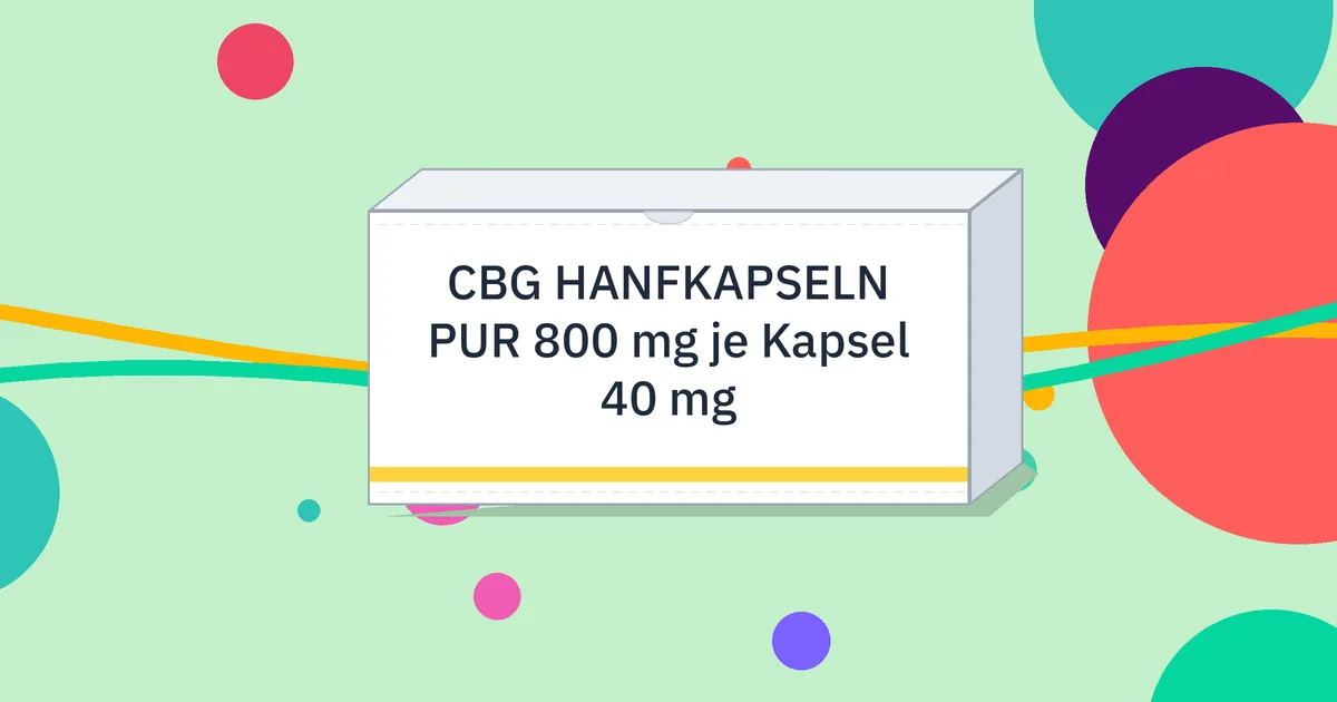 Symbolbild: Packung mit der Aufschrift CBG HANFKAPSELN PUR 800 mg je Kapsel 40 mg (PZN 15615575) – Verfügbarkeit und Bezug in Apotheken in Frankfurt am Main