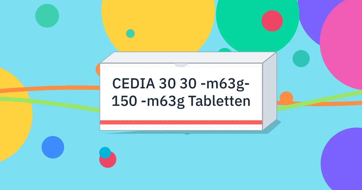 Symbolbild: Packung mit der Aufschrift CEDIA 30 30 -m63g-150 -m63g Tabletten (PZN 09235489) – Verfügbarkeit und Bezug in Apotheken in Frankfurt am Main