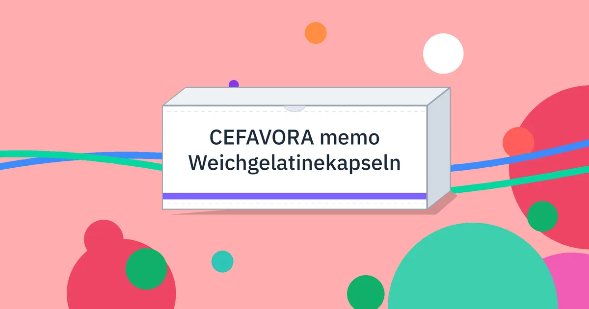 Symbolbild: Packung mit der Aufschrift CEFAVORA memo Weichgelatinekapseln (PZN 07483183) – Verfügbarkeit und Bezug in Apotheken in Frankfurt am Main