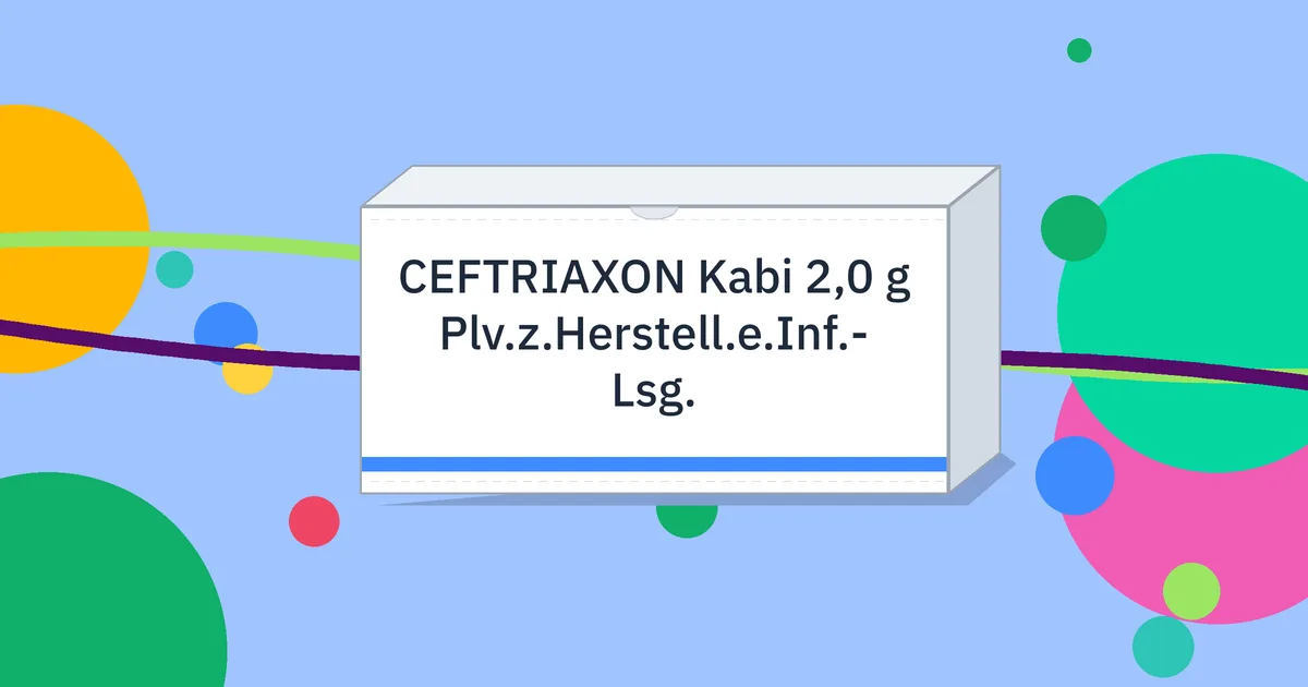 Symbolbild: Packung mit der Aufschrift CEFTRIAXON Kabi 2,0 g Plv.z.Herstell.e.Inf.-Lsg. (PZN 07553618) – Verfügbarkeit und Bezug in Apotheken in Frankfurt am Main